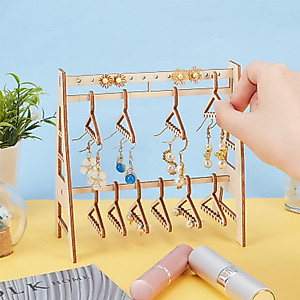 PH PandaHall 116 Holes Earring Holder, Earring Organizer Rack with Mini Hangers Wood Earring Display Stand for Selling Jewelry Earring Stand Ear Stud Holder for Women Retail Personal