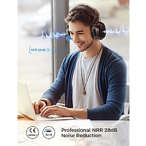 Wowteech Ear Protection Safety Muffs, NRR 28dB Earmuffs for Hearing Protection, with Padded Headband, Compact Foldable Defenders Shooting, Hunting, Mowing, Construction, a Carrying Bag, Black, Large