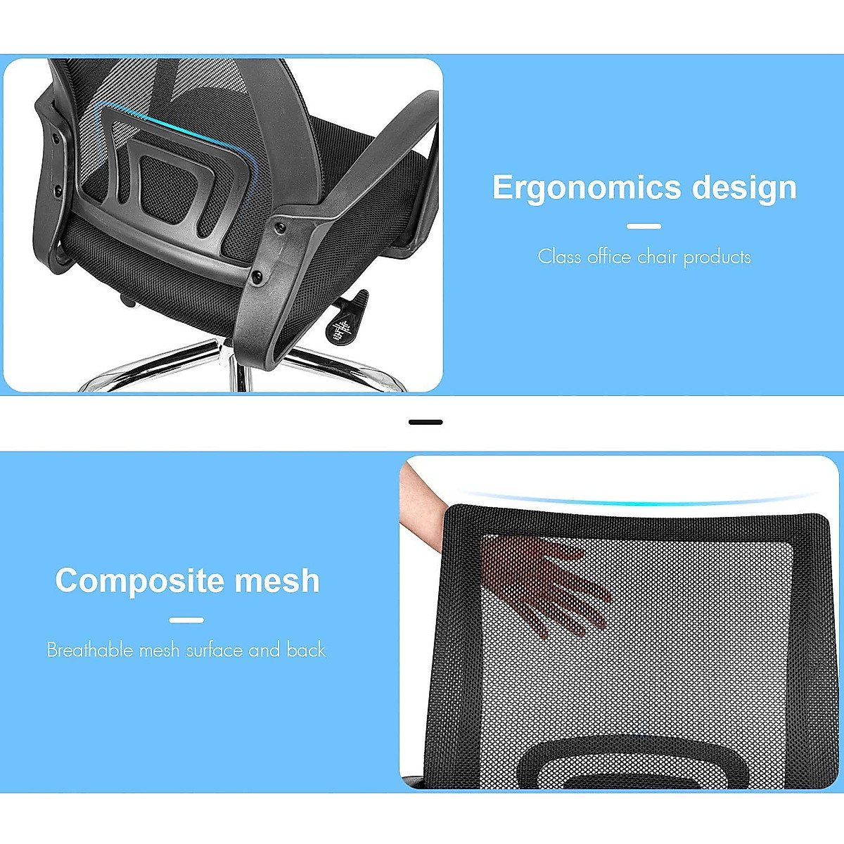 HealSmart Home Set 47" Large Computer Desk with Mesh Mid-Back Height Adjustable Office Chair, 47inch