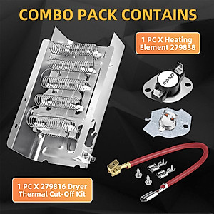 WED4815EW1 Dryer Heating Element for Whirlpool Maytag MEDX655DW MEDC465HW0 MEDC200XW1 MEDC200XW0 MEDC215EW MEDX655DW1 MEDC400VW0 MEDC300BW0 WED4815EW0