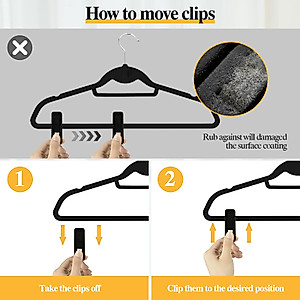 UEAKPIC Velvet Hanger Clips 30 Pack, Durable Felt Clothes Hanger Clips for Pants. Multipurpose Clothes Pins for Adult & Baby Velvet Hanger, Fit for Black Velvet Hangers （Only Clips）