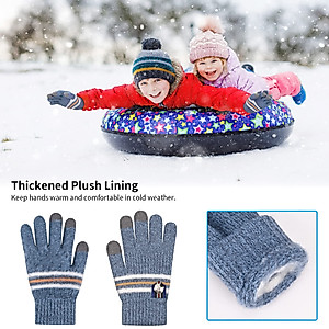 Kids Winter Warm Knit Gloves - 3 Pairs TouchScreen Knitted Cotton Glove Thicken Mittens Kids Gloves Running Sport Cold Weather Gloves Full Finger Thermal Hand Gloves for Outdoor Ski Riding Cycling 4-6