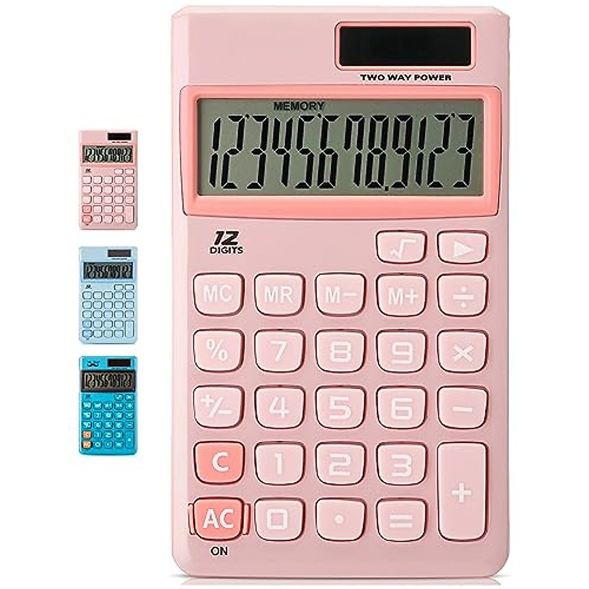 Mr. Pen- Standard Function Calculator, 12 Digits, Small Calculator, Light Pink Solar Calculator, Pocket Calculator, Simple Calculator, Basic Office Calculators, Solar Handheld Calculator