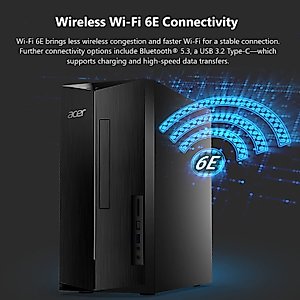 Acer Aspire TC-1780-UA92 Desktop | 13th Gen Intel Core i5-13400 Processor | 8GB 3200MHz DDR4 | 512GB M.2 SSD | SD Card Reader | Intel Wi-Fi 6E AX211 | Windows 11 Home, Black