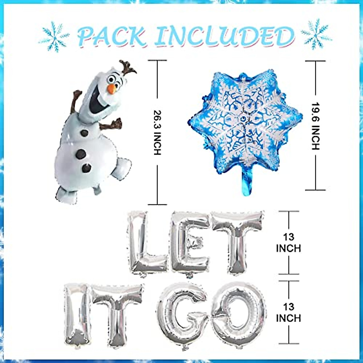 12 PCS Snowman Birthday Party Balloons For Frozen Birthday Party Decoration Cartoon Foil Balloons Bouquet For Children birthday Party (Sliver-3rd)