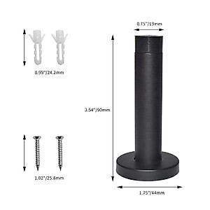 DOKU 10Pcs Door Stop, 3.5 Inch Heavy Duty 304 Stainless Steel Door Stopper with Rubber Tips Bumper, Wall Mounted Door Holder Protection Sound Dampening, Matte Black