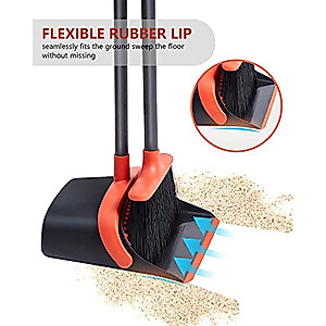 Broom and Dustpan, Broom and Dustpan Set for Home, Dustpan with 52" Long Handle Broom Combo Set, Standing Dustpan and Broom Set for Home Kitchen Room Office Lobby Floor Cleaning
