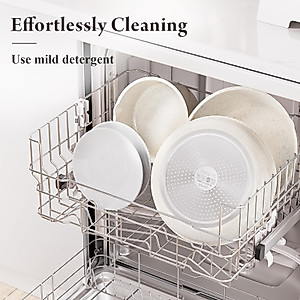 Bazova 11 Pcs Pots and Pans Set Non Stick with Removable Handles,Ceramic Cookware Set Non Toxic,Induction Kitchen Cooking Sets,Nonstick RV Cookware,Dishwasher/Oven Safe,PFAS/PTFE/PFOA Free,Cream White