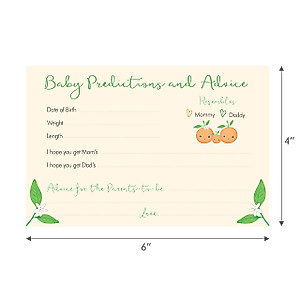 Oh My Baby Shower, Little Cutie Predictions and Advice Baby Shower Cards 24 count, orange, green, cream, white