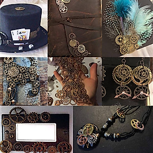 BIHRTC 40pcs Antique Bronze Mix Skeleton Steampunk Clock Face Watch Gear Cog Wheel Pendant Charms Jewelry Making DIY Steampunk Gear Pendant Charms