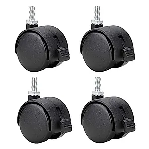 Skelang 4 Pcs 1.5" Nylon Plastic Swivel Stem Casters Wheel with Brakes, Stem Diameter 5/16” for Office Chair, Game Chair, Kitchen Shelf, Sofa