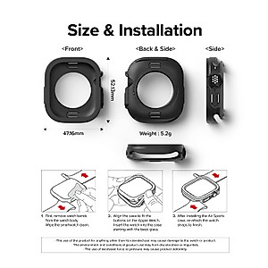 Ringke Air Sports [Tailored Cutouts] Compatible with Apple Watch Ultra 2 Case and Designed for Apple Watch Ultra Case, Soft Flexible Bumper Lightweight Slim TPU Cover for Women, Men - Black