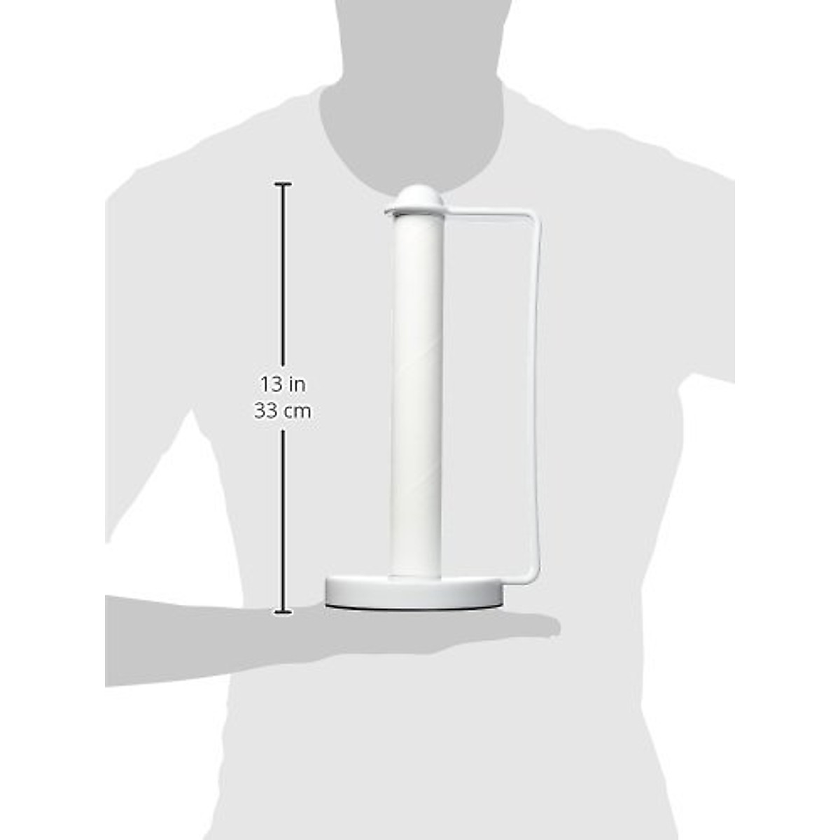 Spectrum Diversified Portable Holder Kitchen Countertop Storage, Durable Plastic Paper Towel Dispenser, Holds Standard & Jumbo Rolls, 6.5"L x 5.5"W x 13.5"H, White