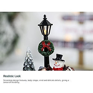 ADVNH Christmas Village Set Decorations, 2 Pieces of Resin LED Warm Lights Christmas Tree Figurines, Mini Snowman Christmas Decorations, Christmas Village House Gift Sets, Collectible Buildings (A)