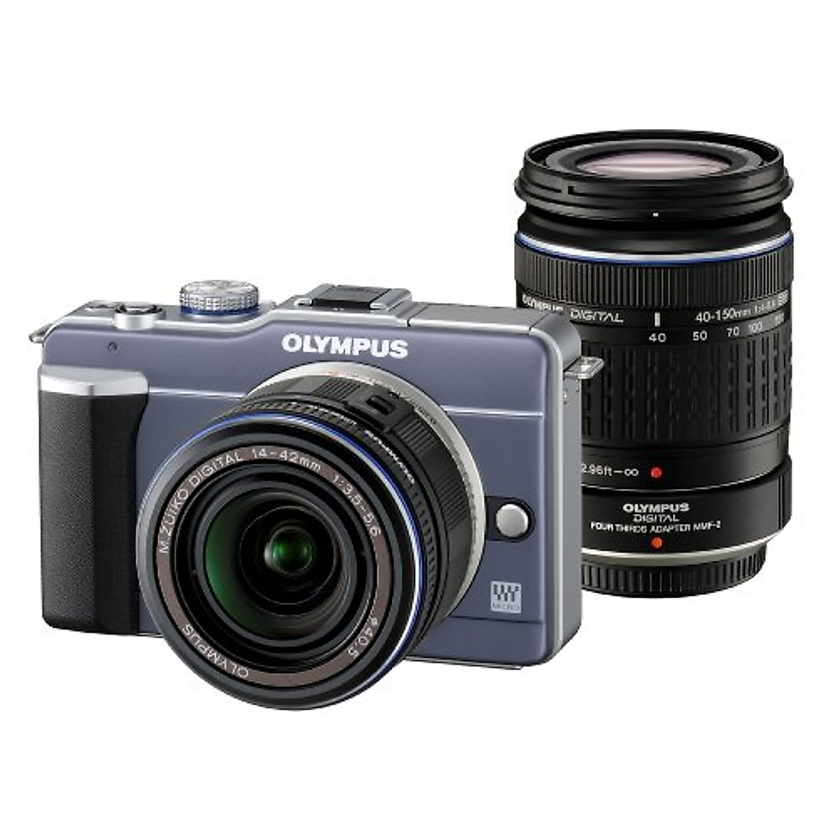Olympus PEN E-PL1 12.3MP Live MOS Micro Four Thirds Mirrorless Digital Camera with 14-42mm f/3.5-5.6 Zuiko Digital Zoom Lens (Slate Blue) (Old Model)