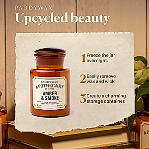 Paddywax Apothecary Artisan Hand-Poured Scented Candle, 8-Ounce, Amber & Smoke