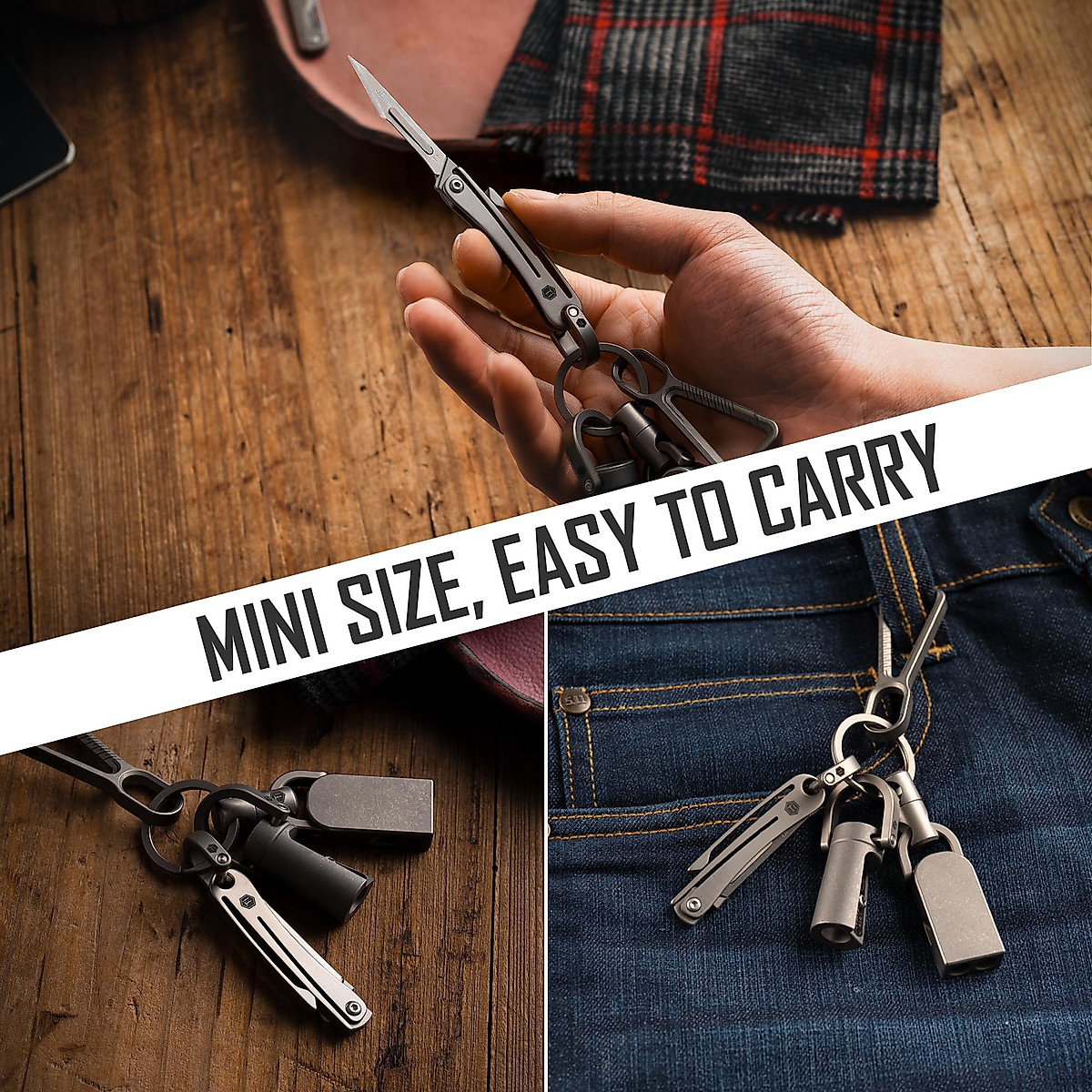 KeyUnity KK07 Mini Titanium Scalpel Knife with #11 Replaceable Blades, EDC Utility Folding Knife with Pocket Clip, for Outdoor Hunting, Camping, Fishing, Hiking