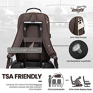 LOVEVOOK Laptop Backpack for Women 15.6 inch,Cute Womens Travel Backpack Purse,Professional Laptop Computer Bag,Waterproof Work Business College Teacher Bags Carry on Backpack with USB Port,Coffee