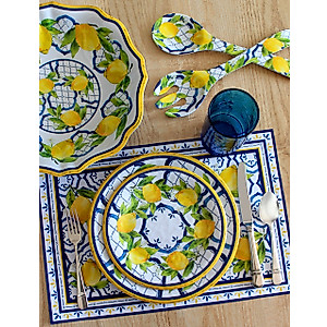 Le Cadeaux Palermo Lemon Basil Melamine Spoon Rest and Tea Towel Set