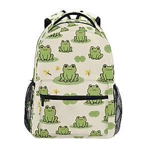 Kcldeci Cute Frog Pattern Kids Backpack for Boys Girls Elementary Schoolbag Kindergarten Bookbags Preschool School Bag Toddler Book Bags Travel Bag