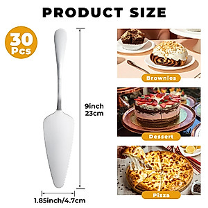 30 Pcs Stainless Steel Cake Server, Pie Server Stainless Steel Cake Pie Pastry Server Rustic Cake Server l Pie Spatula Pie Serving Utensil for Pizza Dessert Cheese Cutting, 9 Inches, Silver