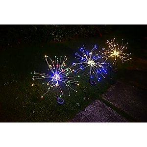Guiheng Solar Garden Lights Outdoor,2 Pack Each 120 LED Solar Fire Work Lights, DIY Waterproof Solar String Lights for Patio,Yard Decoration (8, Multi-Colored)