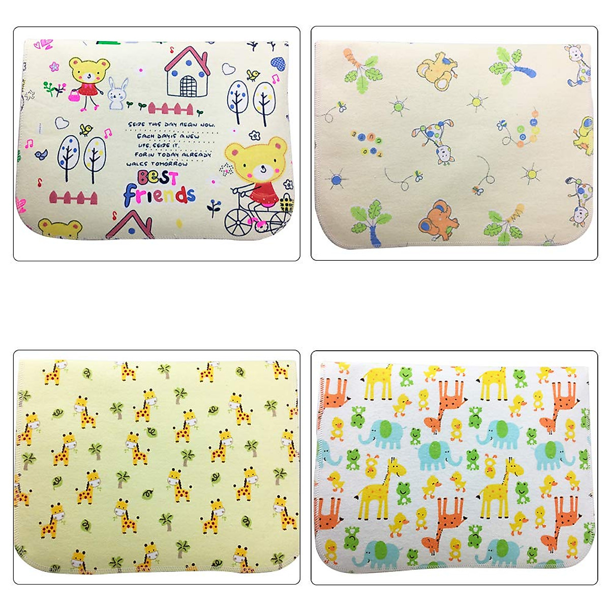 Diaper Changing Pad, Twoworld Breathable Waterproof Changing Pads Washable Resuable Diapers Liners Mats 4Pack（30X45cm）（Yellow Series）