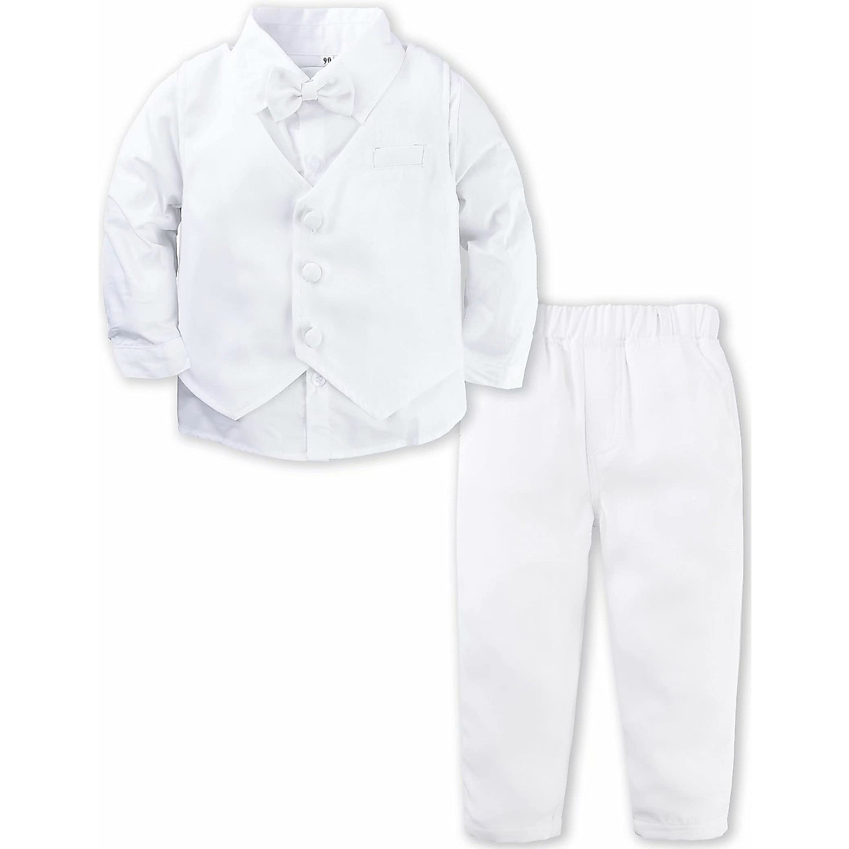 A&J DESIGN Toddler Boys White Suit Christening Baptism Outfit Tuxedo Vest Set 2-3T