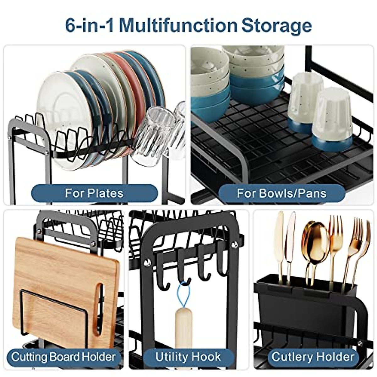 GSlife Dish Drying Rack and Egg Steamer Rack, 2 Tier Dish Rack and Stainless Steel Trivet for Instant Accessories, Bundle Sales, 2 Packs