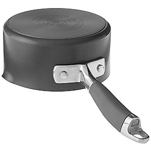 Anolon Advanced Hard Anodized Nonstick Sauce Pan/Saucepan with Straining and Pour Spouts, 1 Quart, Gray