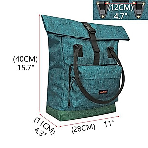 TOURBON Nylon Roll-top Clip-On Bike Panniers Women's Shoulder Tote Bag (Blue)