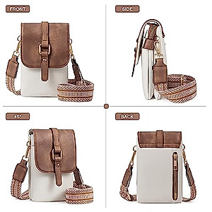 CLUCI Small Crossbody Bags for Women Leather Cell Phone Shoulder Purses Beige with Brown