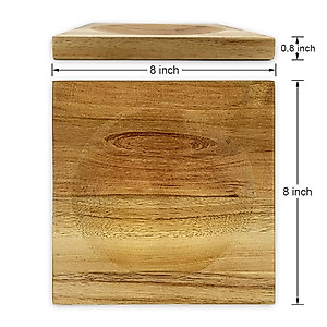 Farmhouse Kitchen Decor Acacia Wood Cutting Block with Hollow Center, Cheese Board Onion Board Vegetable Board Chopping Board Salad Bowl Mincing Tools, Birthday Housewarming Gifts, 8x8 Inch