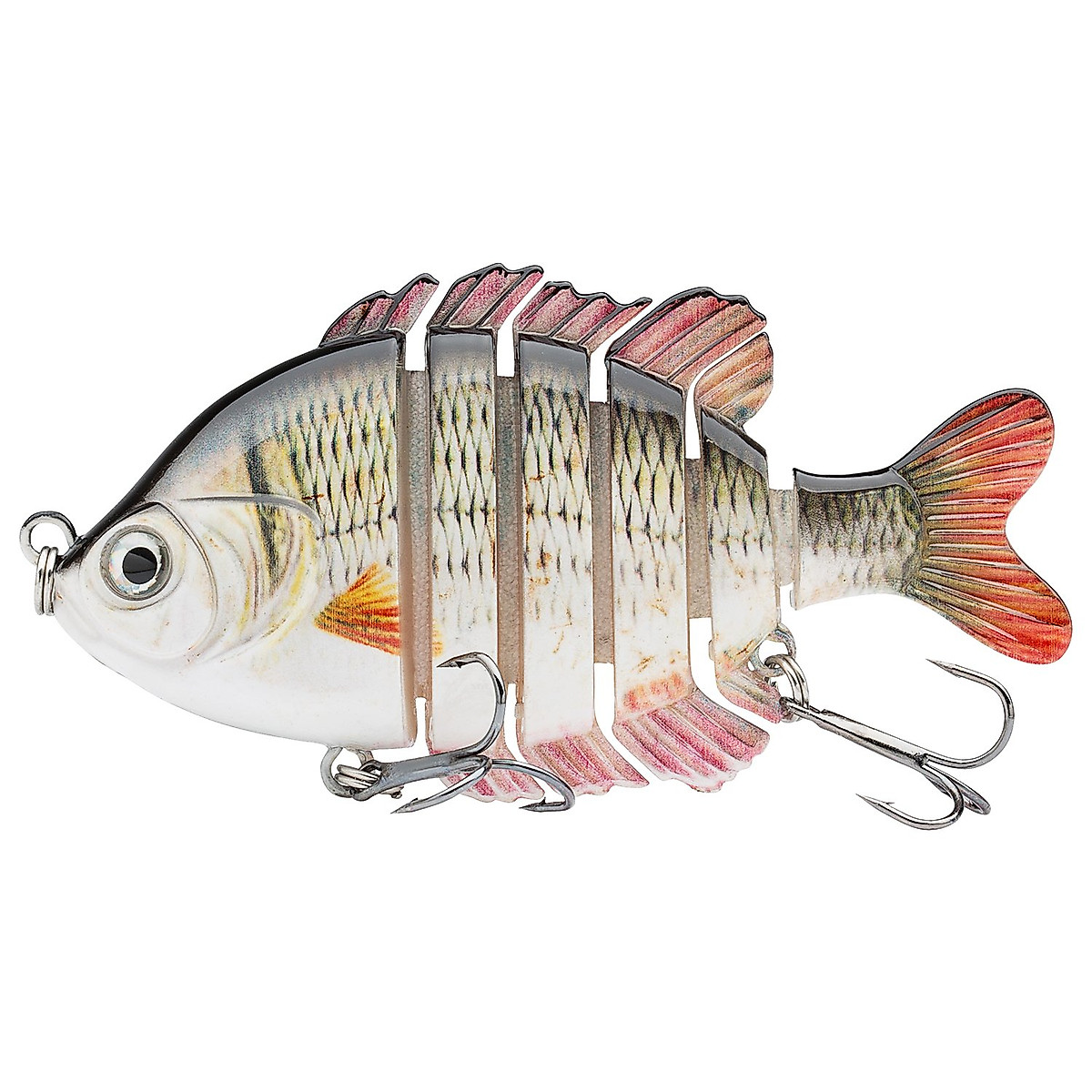 BASSDASH SwimPanfish Multi Jointed Panfish Bluegill Swimbaits Topwater Hard Bass Fishing Crank Lure 3.5in/0.85oz (Pack of 6 Colors)
