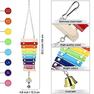 Tiibot 10 Pieces Chicken Toys Set for Hens Including Chicken Xylophone Toy Chicken Coop Mirrors Swing Ladder Toys Chicken Pecking Toys Veggies Skewer Vegetable Hanging Feeder for Chicken Coop