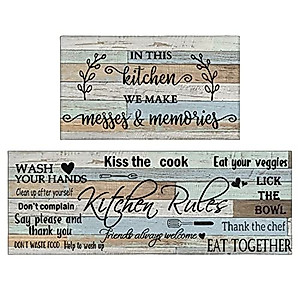 Znutrce Farmhouse Kitchen Mats for Floor Set of 2, Mats for Kitchen Floor, Comfort Standing Kitchen Rugs and Mat, Non-Slip Washable Rug, 17'' X 47'' + 17'' X 30''