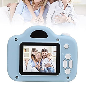 Shanrya Cartoon Child Camera, 200W Pixels Kids Camera One Key Video Recording Kids Gift for Kids(Sky Blue)