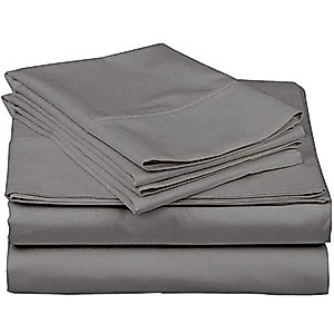 Sleeper Sofa Bed Sheet Set - Queen Dark Grey Solid Sofa Bed Sheets - 100% Cotton 400 Thread Count Sofa Sheets - Sleeper Sofa 4 PC's Sheet Set - Sleeper Sofa Sheets - Fits Mattresses Up to 6" Drop