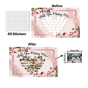 MEFENG Will you marry me Photo Backdrop Banner-Rose and Love shape Sign Photo Banner-Proposal Announcement Engagement Wedding Bridal Shower Party Decor-Indoor Outdoor Photo Backdrop Banner.6*3.6feet