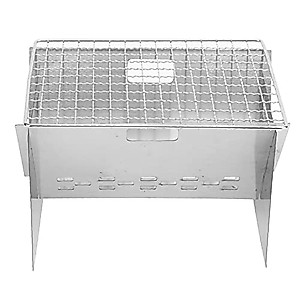 Grill Folding Charcoal BBQ Grill Stainless Steel Mini Detachable Portable Barbecue Grill for Outdoor Camping Traveling Picnics Garden Beach Party
