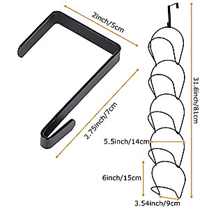 ABuff 15Pcs Rings Cap Rack, Hanging Wig Hat Racks, Hat Rack Hanger Holder Baseball Caps Rack Holder for Hat Clothes Scarf Bag Rack Organizer(Black)