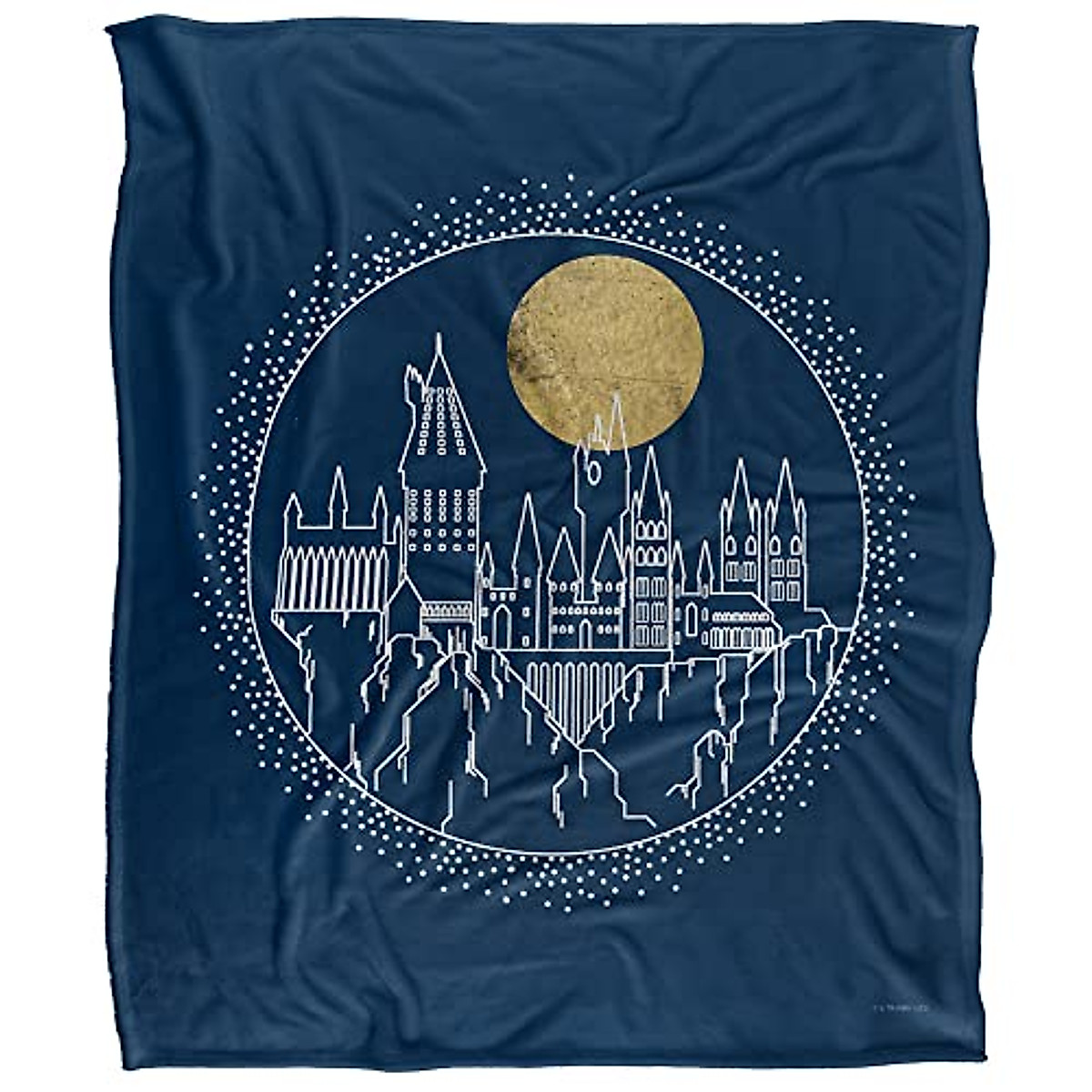 Harry Potter Blanket, 50"x60", Hogwarts Full Moon Line Art Silky Touch Sherpa Back Super Soft Throw Blanket