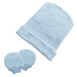 Ever Fairy Newborn Hospital Hat Gloves Set Infant Baby Cap Soft Cute Nursery Beanie (3pc Multicolor Set-2)