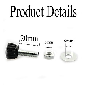 8 Set M6x20 Thumb Screw Plastic Round Shape Head Threaded Knurled Grip Knobs Clamping Screw with Nut Washer