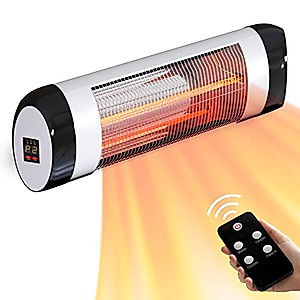 Comfort Zone Electronic Indoor/Outdoor Wall Mounted Patio Space Heater, Adjustable Thermostat, Remote, Timer, & IP34 Waterproof, (Mount Hardware Included), Commercial and Residential, 1,500W, CZPH10R