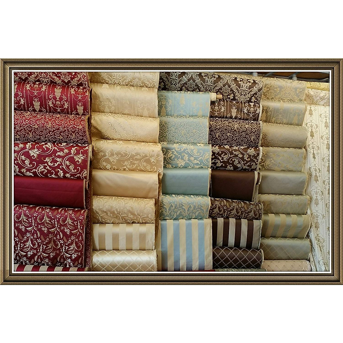 Damask Upholstery and Drapery, Jacquard Fabric Sold by The Yard (Burgandy)