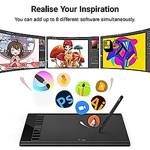 UGEE M708 V3 Graphics Drawing Tablet,10X6 Inches Digital Drawing Tablet with 8 Hot Keys 8192 Levels Pen Compatible with Chromebook, Linux, Windows 7/8/10/11, macOS 10.10
