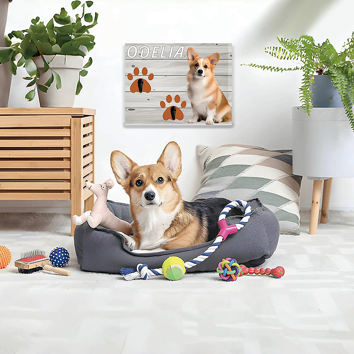 Generic Custom Dog Leash Holder,Personalized Dog Leash Hook with Name and Photo, Wooden Dog Key Organizer for Wall Dog Lovers Gift (White)