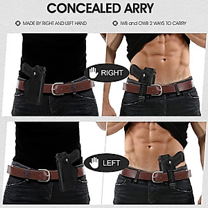 2 Pack Upgrade Concealed Carry Gun Holster for Men Women, Universal IWB OWB Pistols Holsters Right/Left Hand Draw Fits S&W M&P Shield 9MM Glock 17 19 26 27 42 43 Subcompact Compact Mid-Sizes Handguns