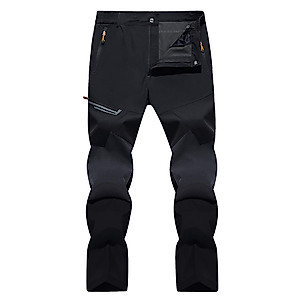 TACVASEN Men's Hiking Pants Quick Dry Fishing Camping Travel Pants Reinforced Knees Black, 30